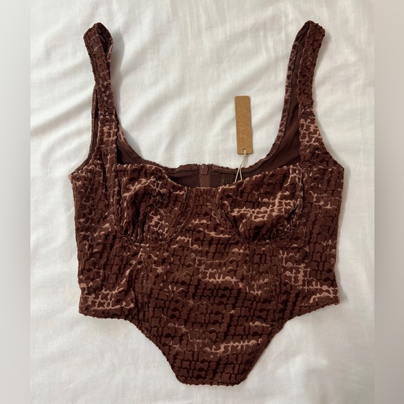 SKIMS | Tops | Skims Logo Mesh Velvet Corset Crop Top Bustier | Poshmark